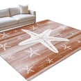 Brown Red Nautical Starfish 6'x9' Rug for Dining Room Table and Chair ...