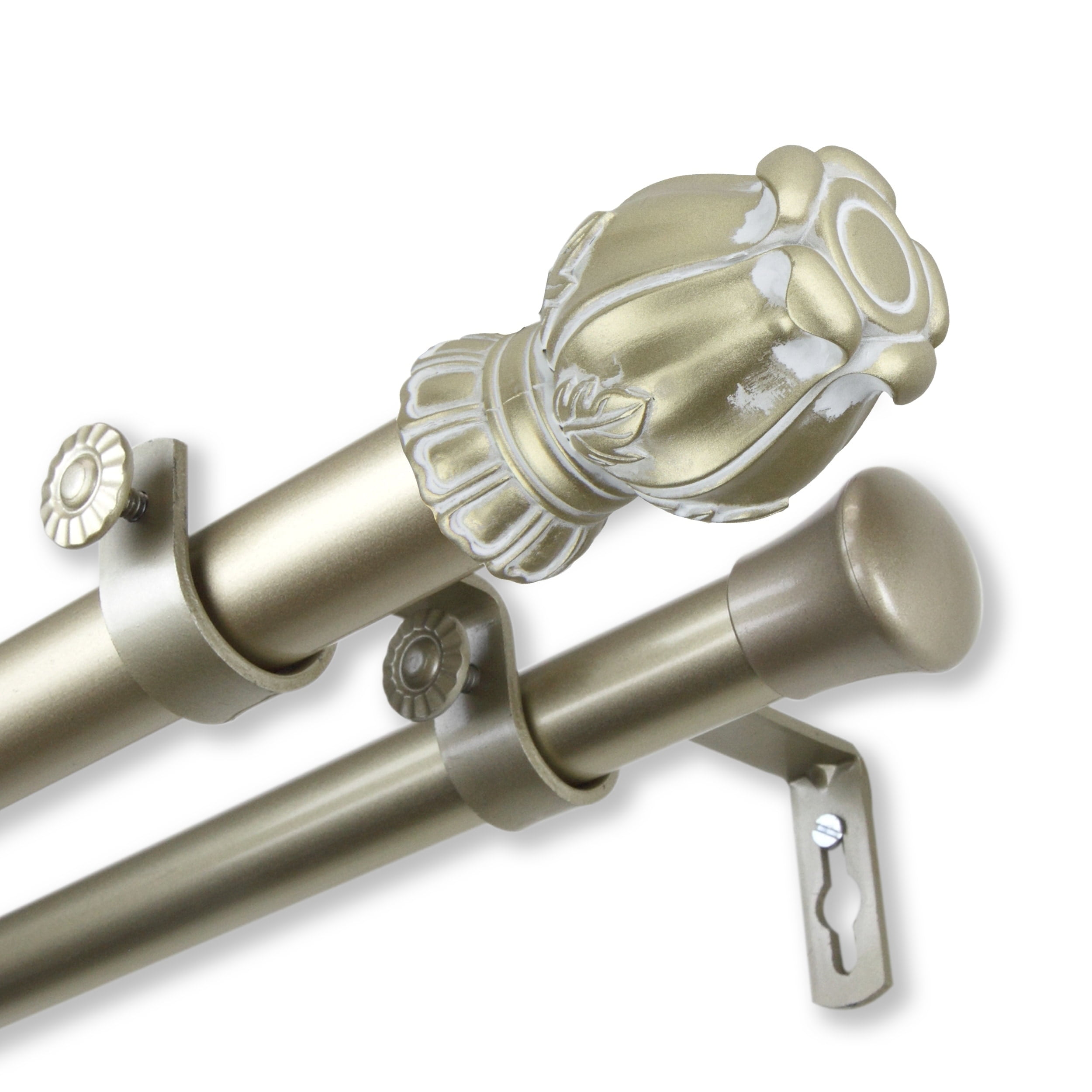 InStyleDesign Majesty 1 inch Diameter Adjustable Double Curtain Rod ...