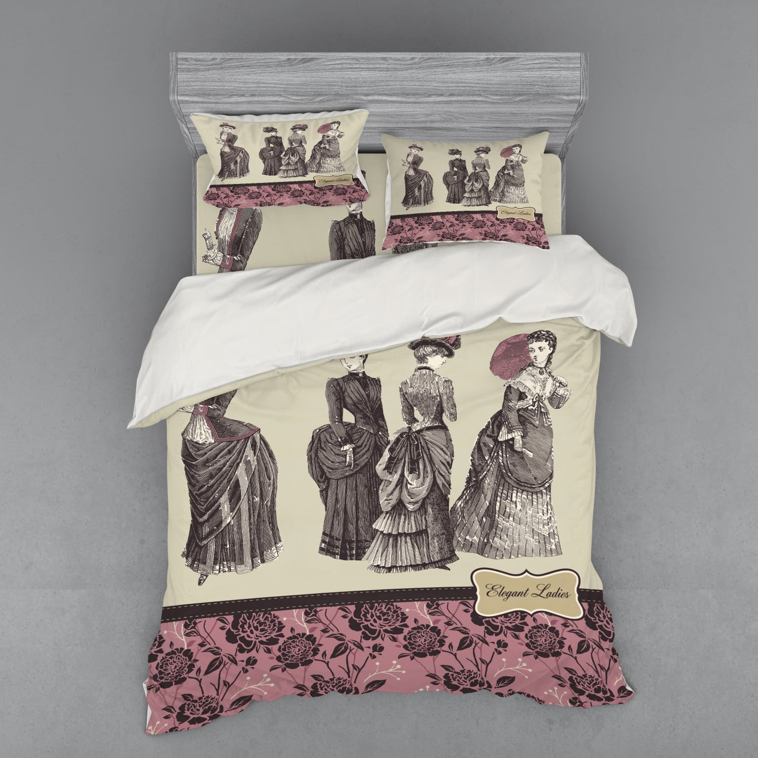 Victorian Duvet Cover Set, Ladies Clothes Fashion History Dress Handbag ...