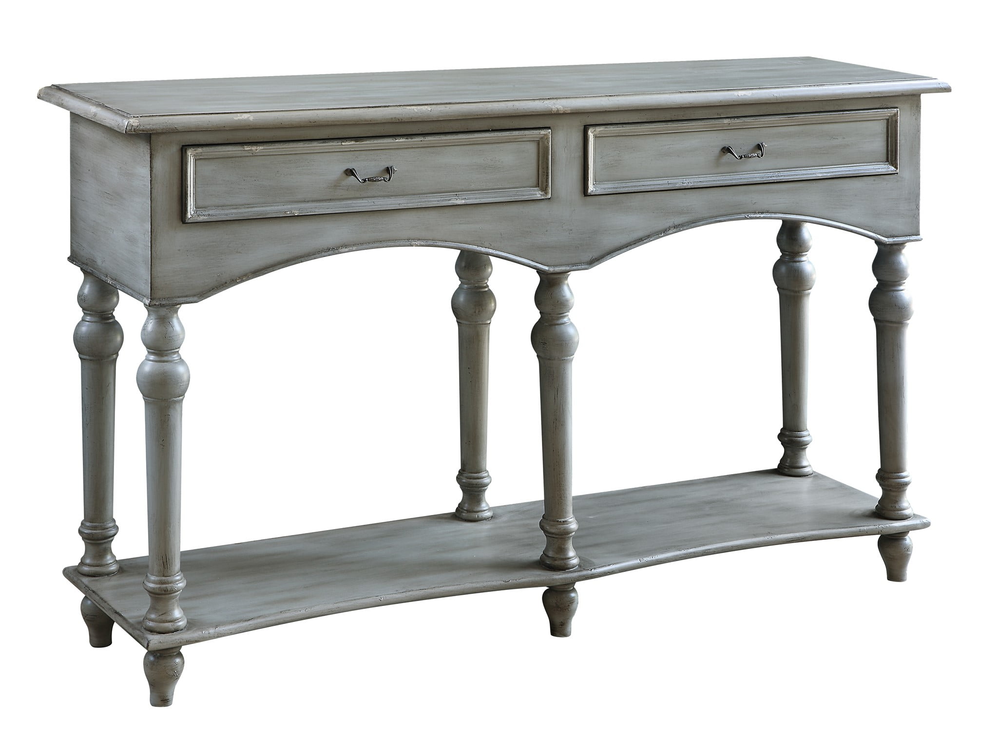 Chelsea Antiqued Grey 2 Drawer Shaped Console - Walmart.com