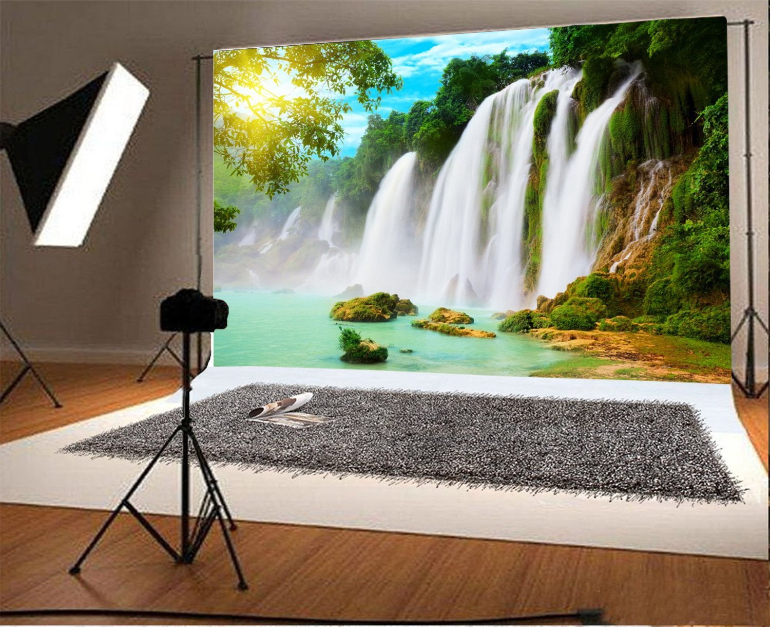 MOHome 7x5ft Photography Background Beautiful Waterfall Green Mountains ...