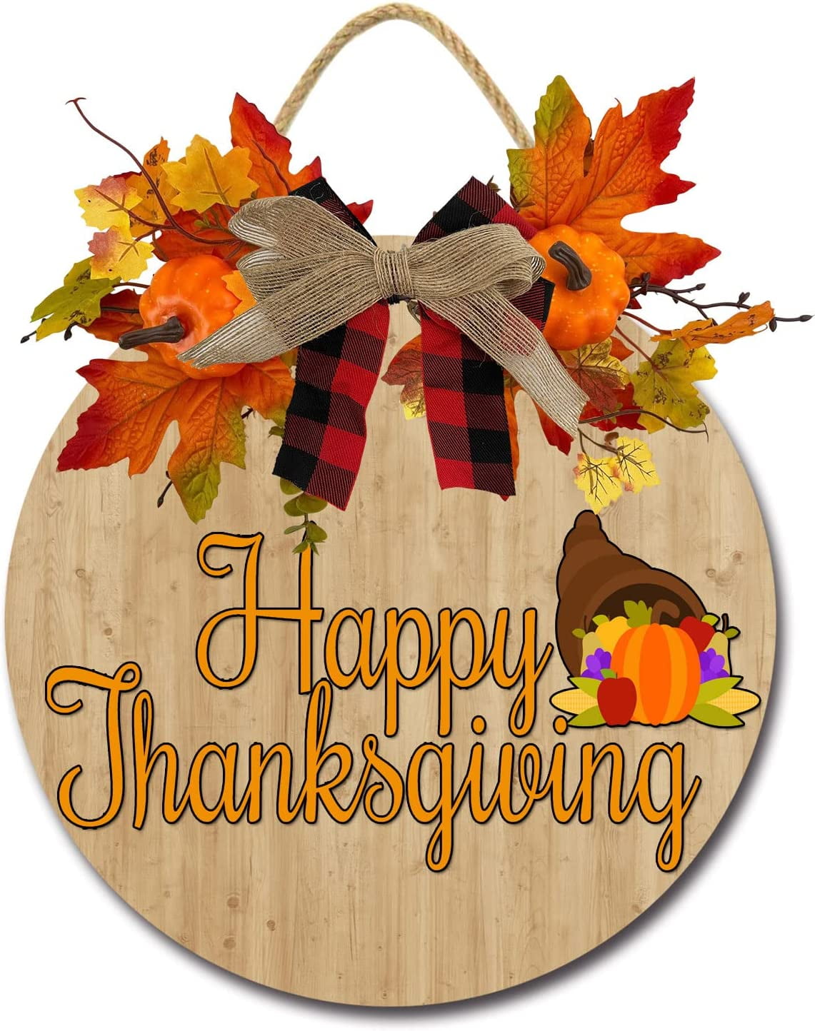 Eveokoki 12" Happy Thanksgiving Day Pumpkins Decor Hanging Round ...