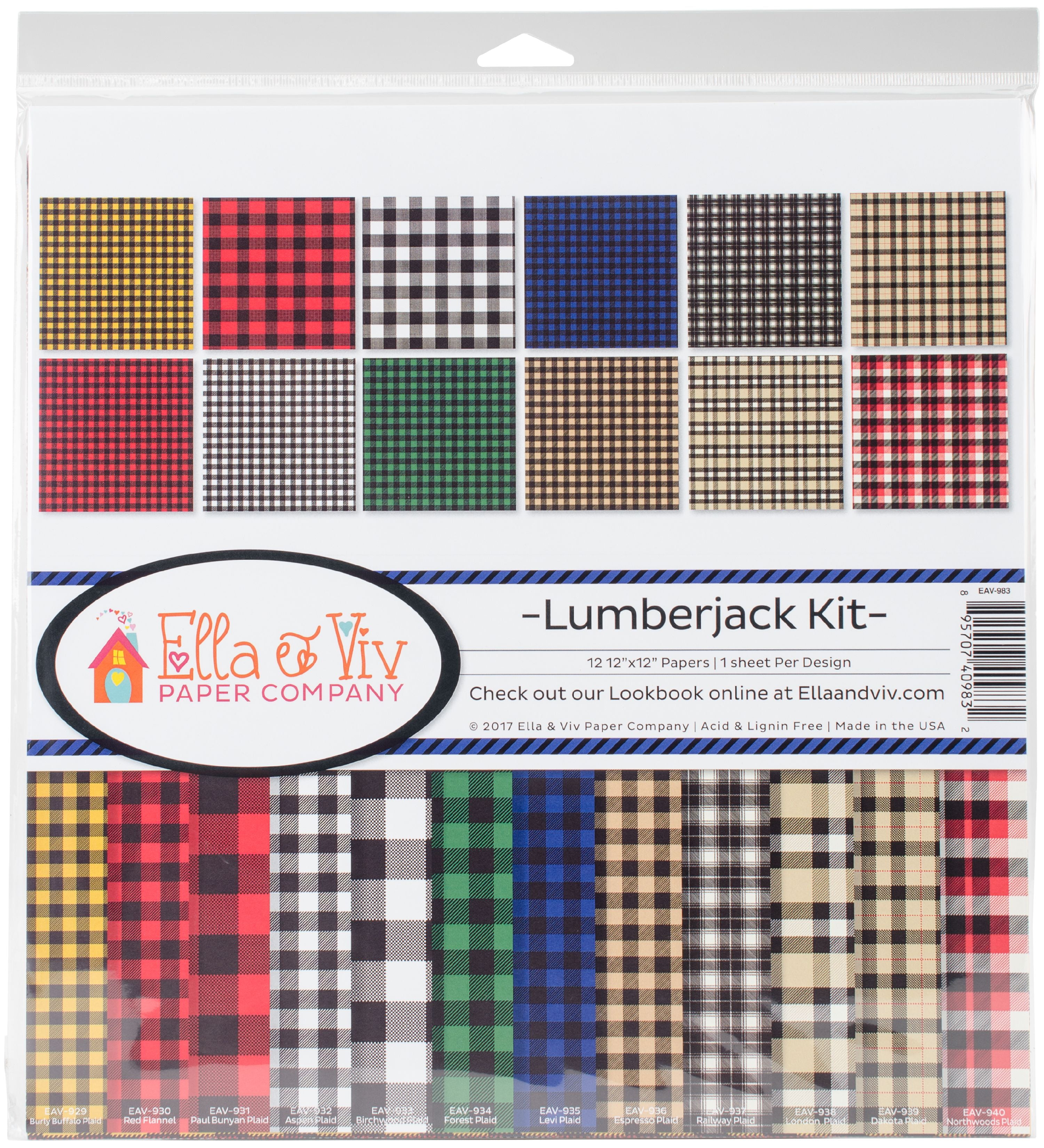 Ella & Viv Collection Kit 12"X12"-Lumberjack, 12 Designs/1 Each ...
