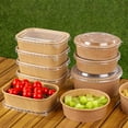 50-Pack 35oz Disposable Kraft Paper Bowls with Lids and Forks, Large ...