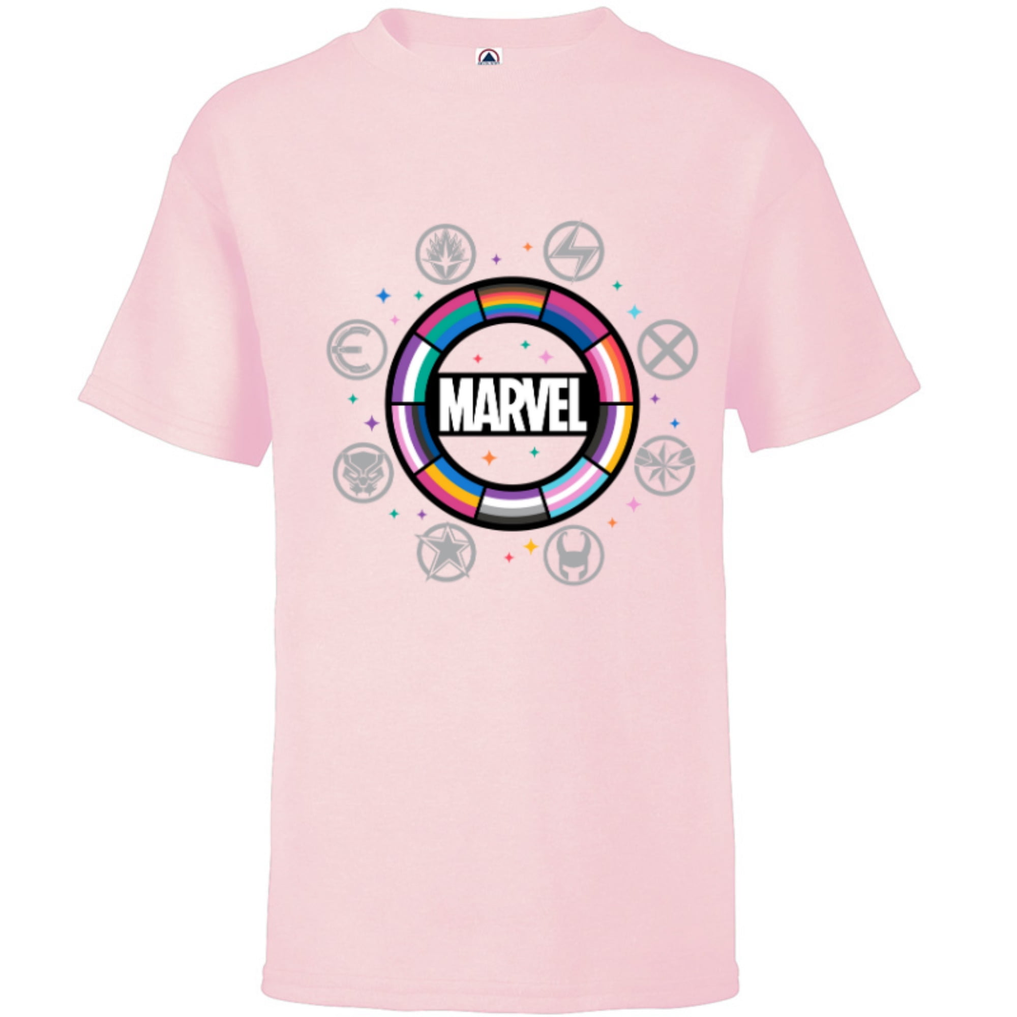 Marvel Pride Flag Rainbow Circle Logo Proud Heroes Symbols - Short ...