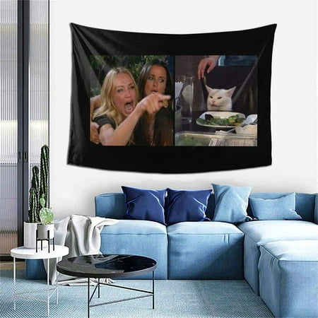 Woman Yelling at cat Meme Tapestry Wall Hanging Anime Tapestries Wall ...