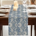 Blue Flowers Burlap Cotton Table Runner 13x108 Inches Long, Spring ...