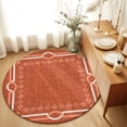 Orange Farmhouse Round Living Room Rugs 7 ft, Linen Texture Geometric ...