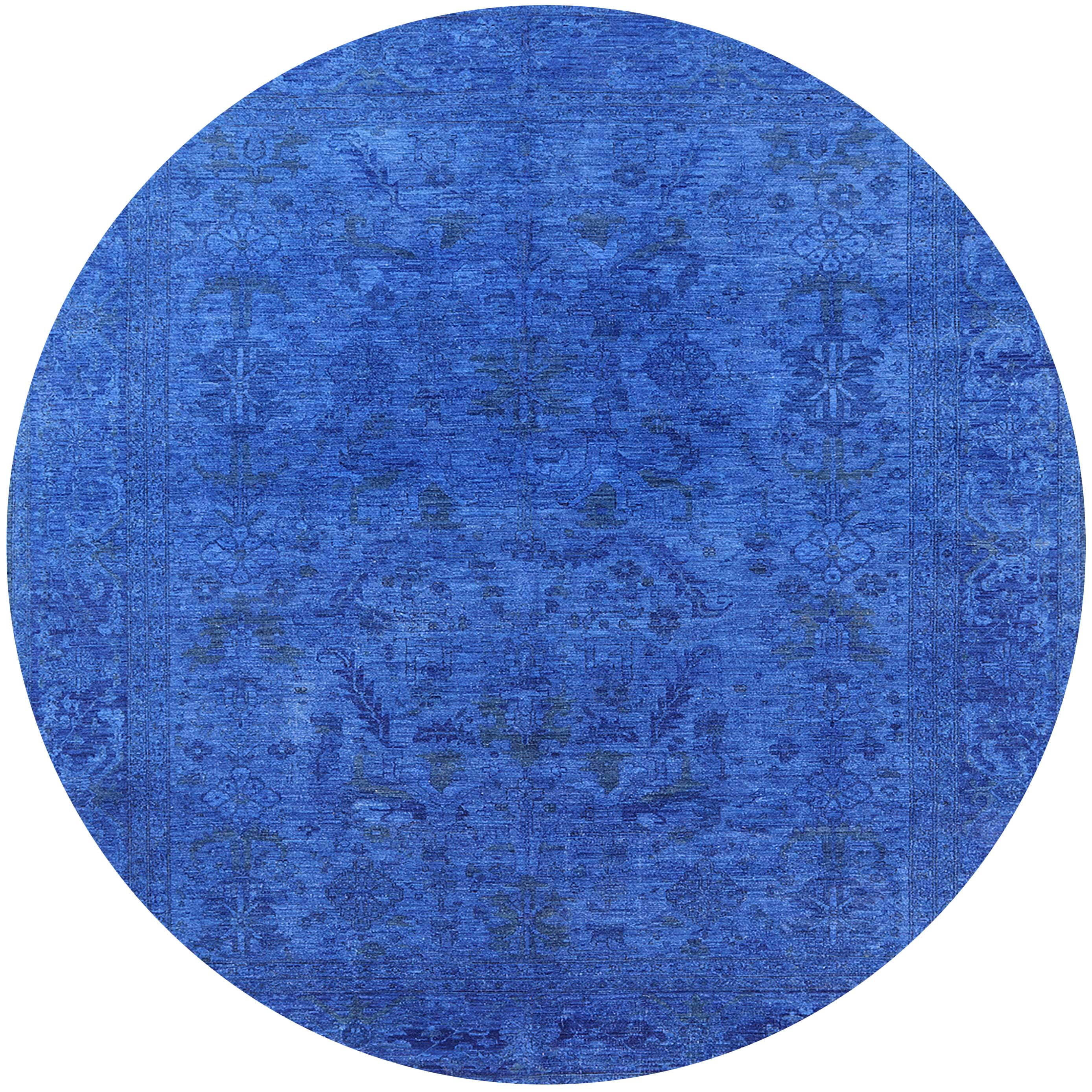 Ahgly Company Machine Washable Indoor Round Industrial Modern Neon Blue ...