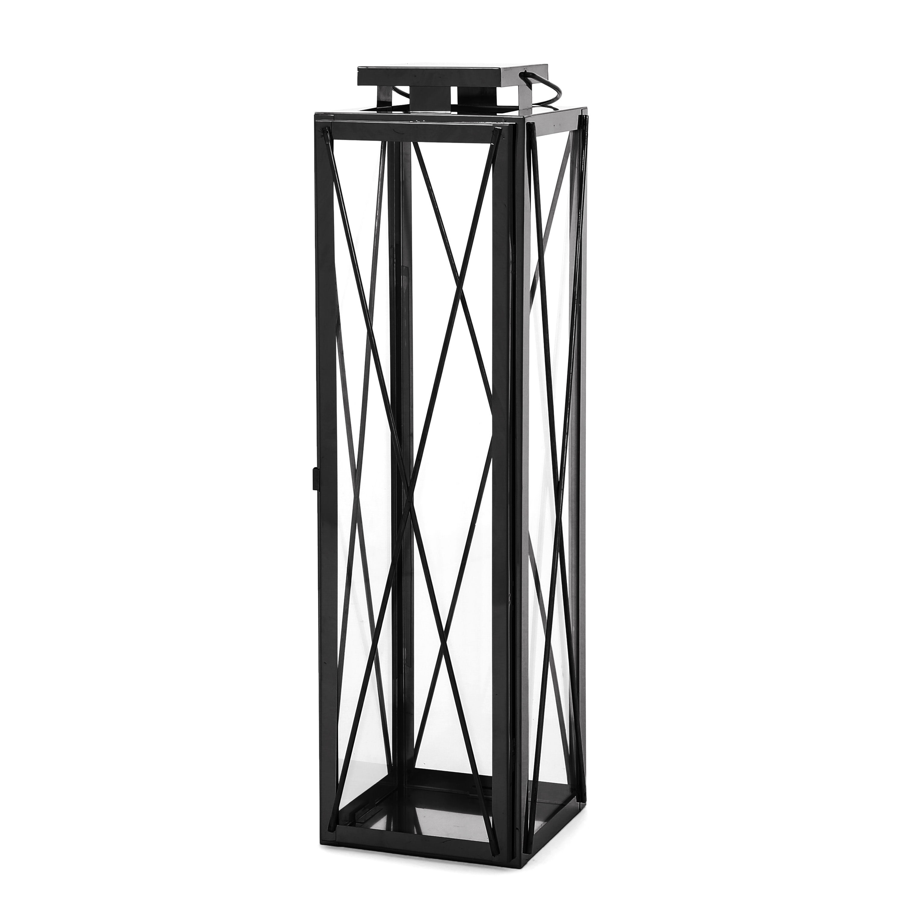 GDF Studio Elwick Modern Stainless Steel 22" Lantern, Black - Walmart.com