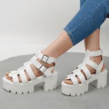 READYSALTED Women's Cleated Chunky Platform Sandals in Open Toe Ankle ...