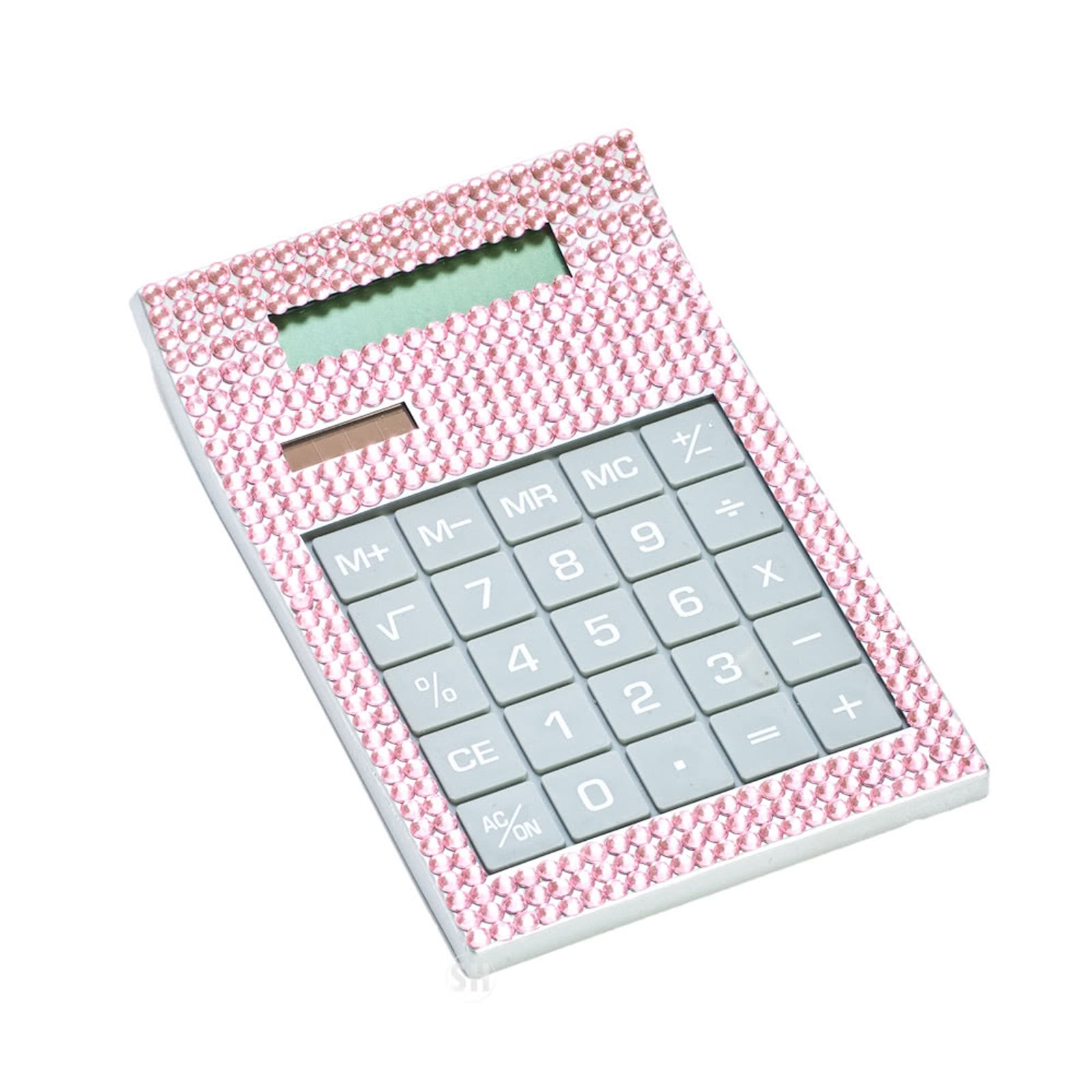 Medium Crystal Rhinestone Pink Solar Powered Calculator Desk Office ...