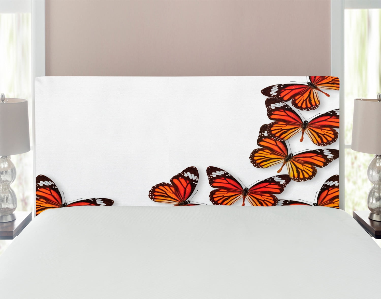 Butterflies Headboard, Monarch Butterfly Flying Frame Insect Exotic ...