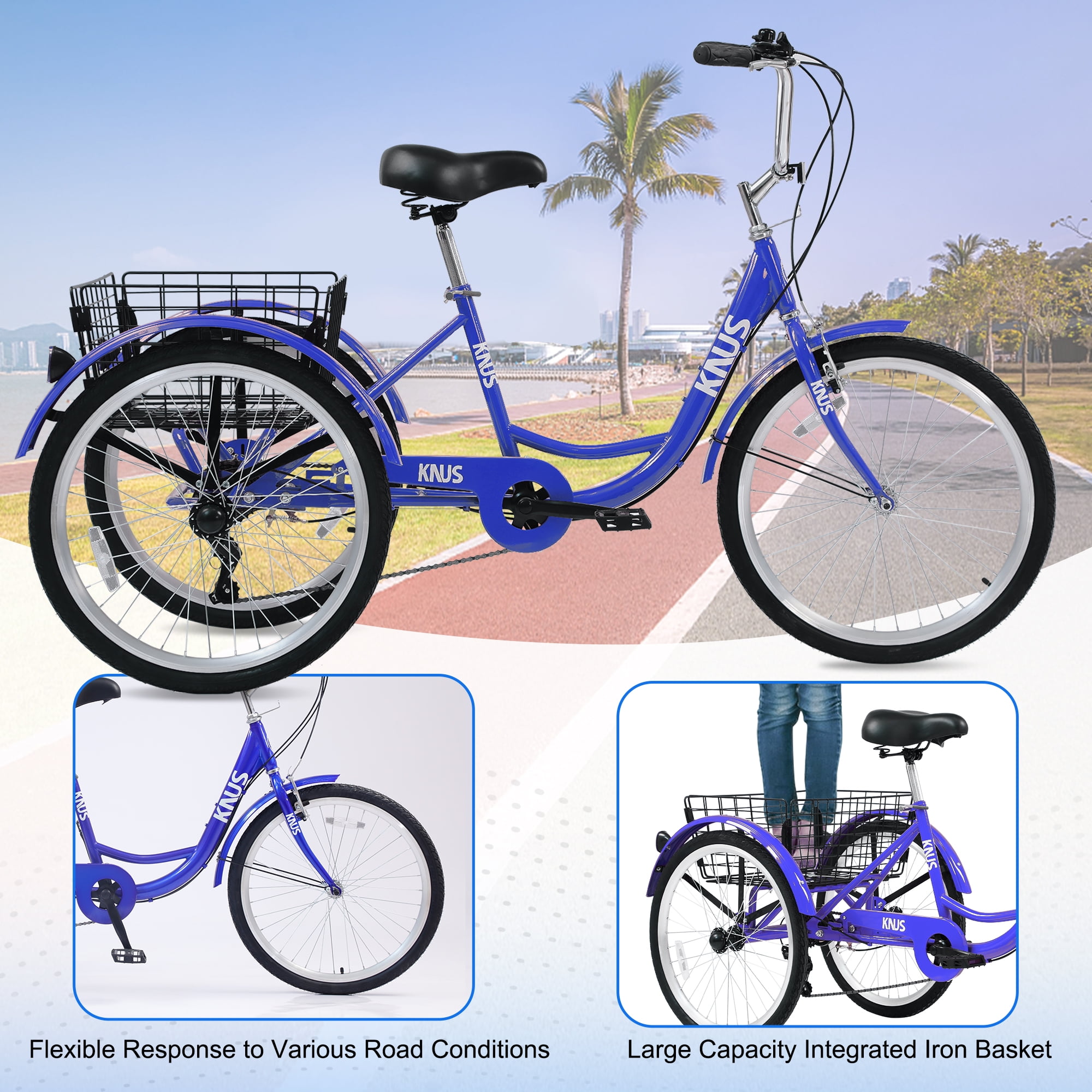 Zukka 26 inch Adult Tricycles Single Speed Tricycle 26 inch High Three ...