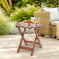 Ktaxon 18" Acacia Wood Round Folding Side Table, Portable Wooden ...