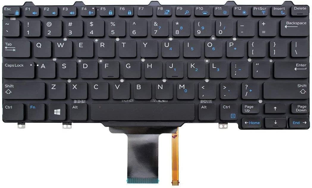 New US Black English Backlit Laptop Keyboard (Without Frame) for Dell ...