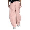 ATOYSOY Elastic Waist Loose Wide Leg Pants Women Solid Color Mid Panel ...