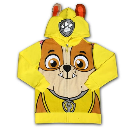 Nickelodeon Paw Patrol Boy's Rubble Character Hoodie Jacket with Ears ...
