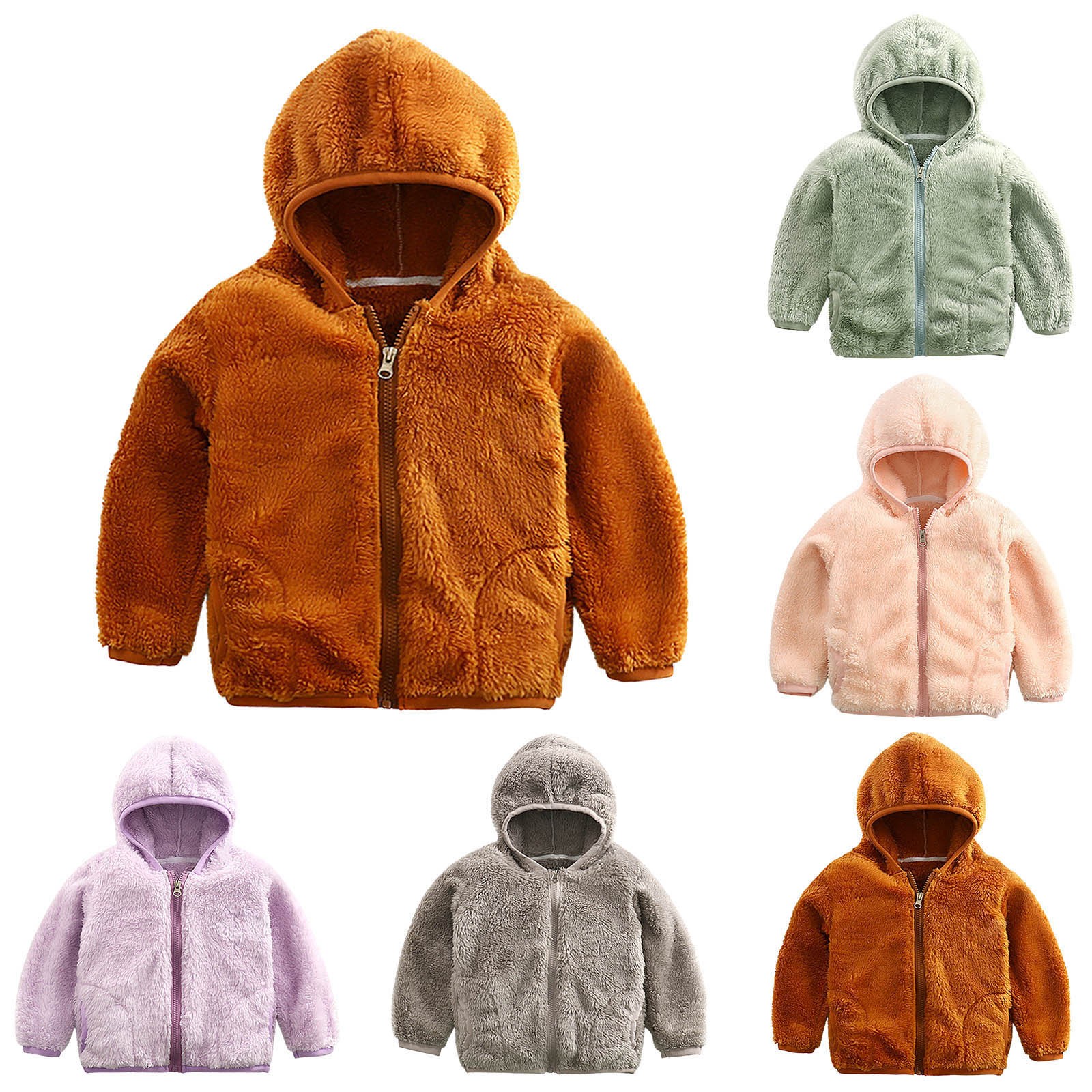 Skpabo Toddler Boy Girls Fleece Jackets Cute Baby Fleece Hooded Coat Zip Up Fall Winter Warm ...