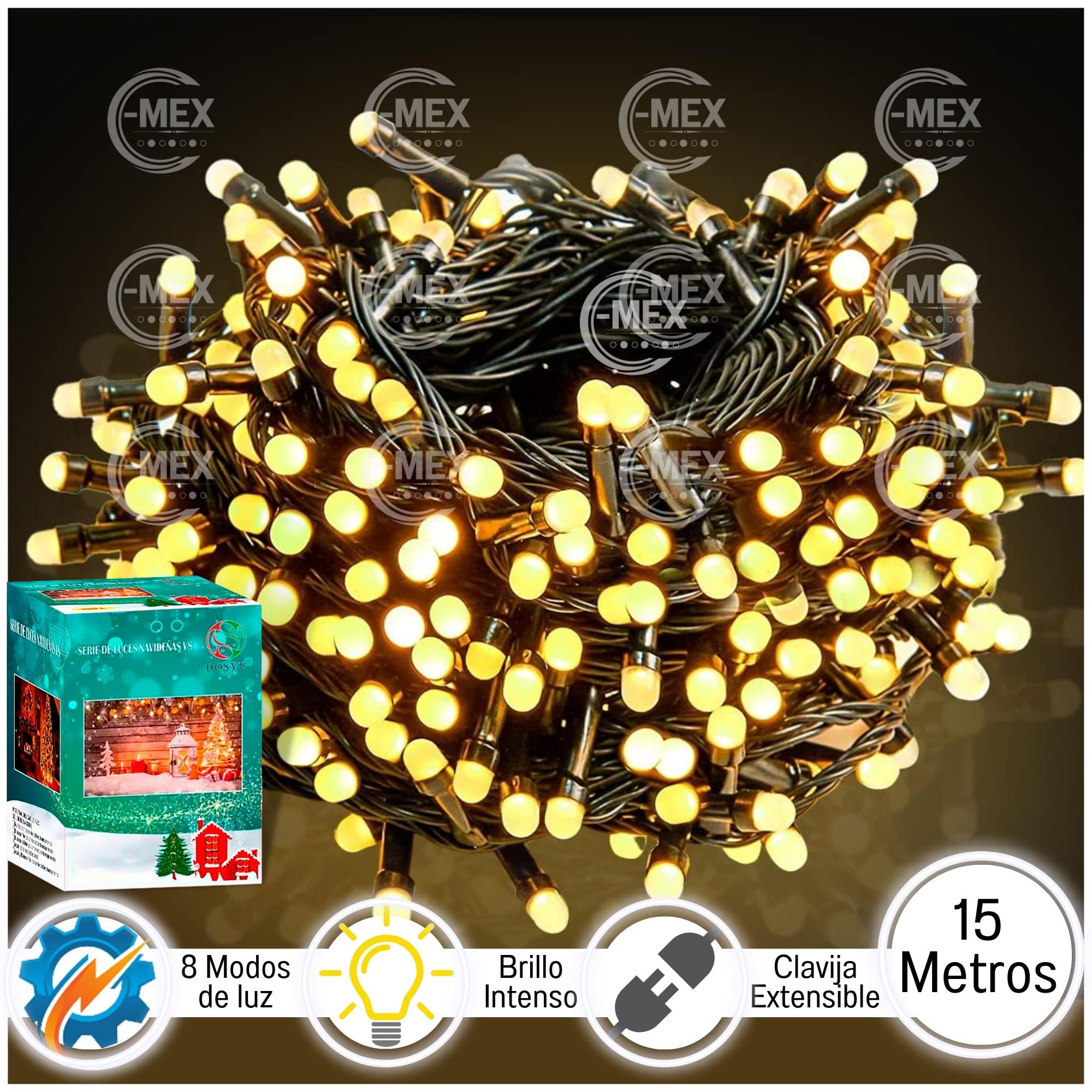 Luces navideñas serie Blanco calido 15 metros 300 leds DOSYU DY-ICE300L ...