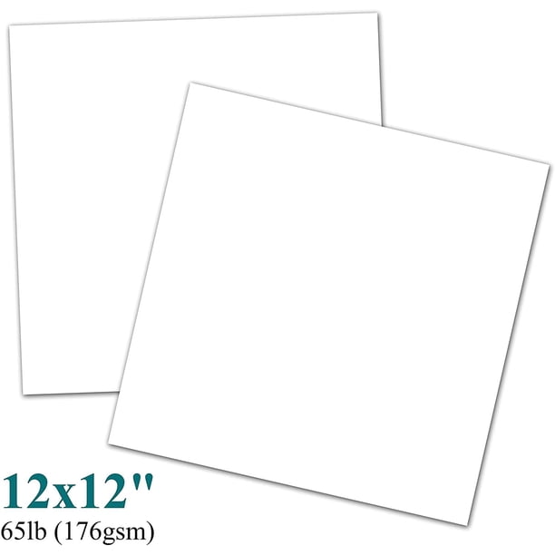 Blank White Cardstock 12” x 12” Inches | 65lb Cover (25 Sheets Per Pack ...