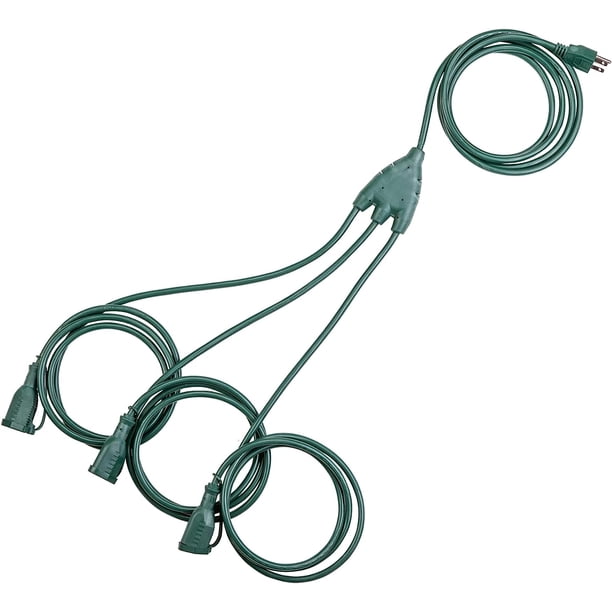 BN-LINK Outdoor Extension Cord 1 to 3 Splitter, 25 ft Power Cord, Multi ...
