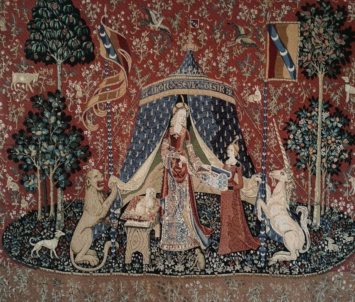 The Lady & The Unicorn Woven Tapestry Wall Hanging Mon Seul Desir 54 in ...