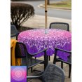 Boho Ethnic Blossom Floral Square Outdoor Tablecloth with Umbrella Hole ...