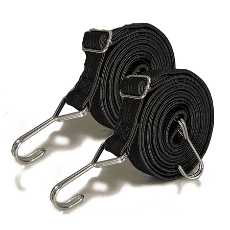 SICED 2 Pack Extra Long Black Rubber Bungee Cords with Hooks, Super ...