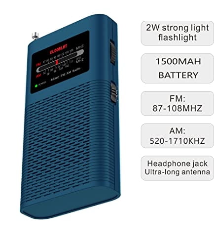 Portátil Pocket AM FM Transistor Radio Potente Linterna Alimentada por ...