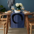 Black Circle Cotton Linen Table Runner Japanese Style Circle Blue ...