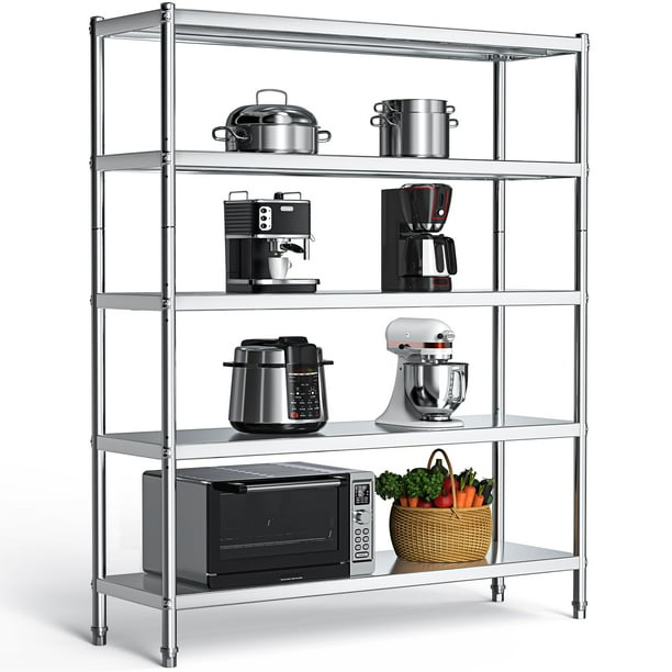Dextrus Stainless Steel Shelves, 60"*18"*72" 5 Tier Storage Shelf ...