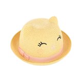 CTM Girl's Smiling Kitty Face Straw Sun Hat - Walmart.com
