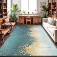 Area Rug 3x5ft, Abstract Teal Light Blue Color Block Washable Rugs for ...