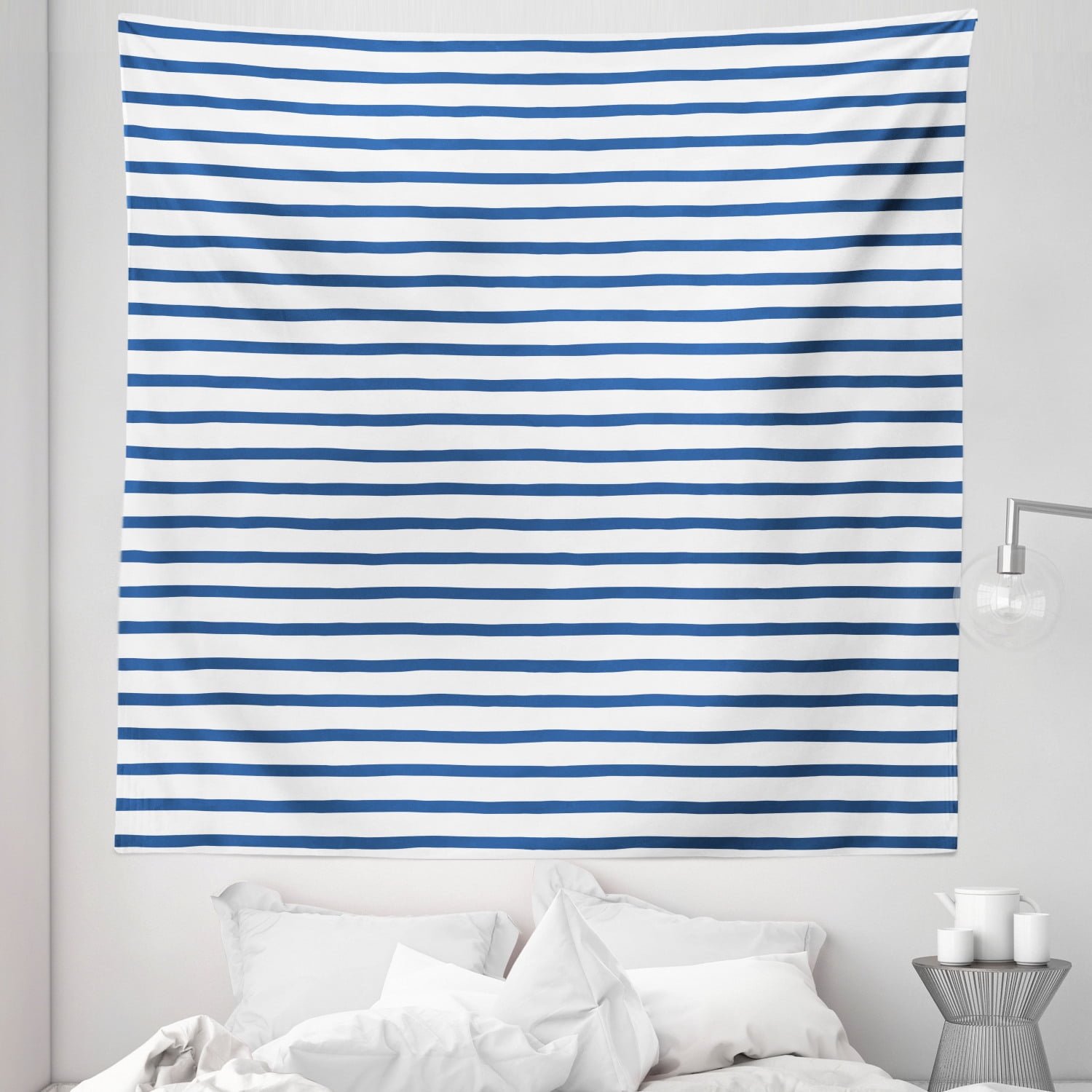 Harbour Stripe Tapestry, Horizontal Nautical Stripes Pattern Hand Drawn ...