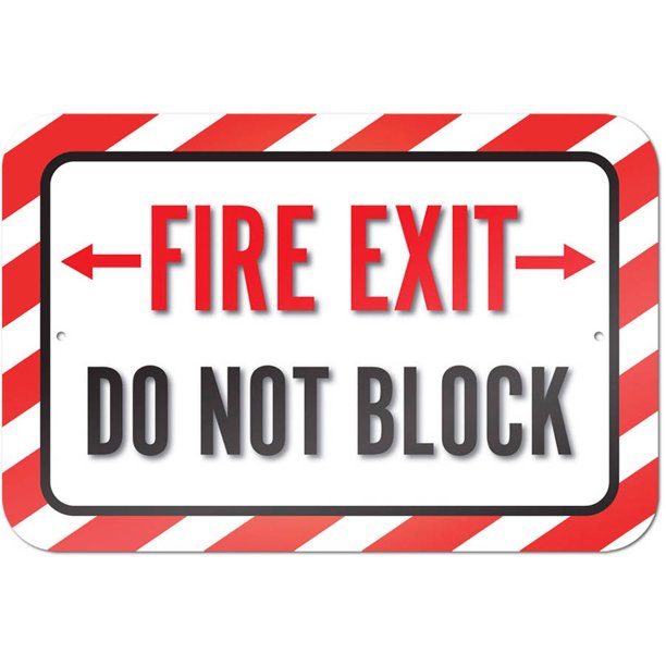 Fire Exit Do Not Block Sign - Walmart.com - Walmart.com