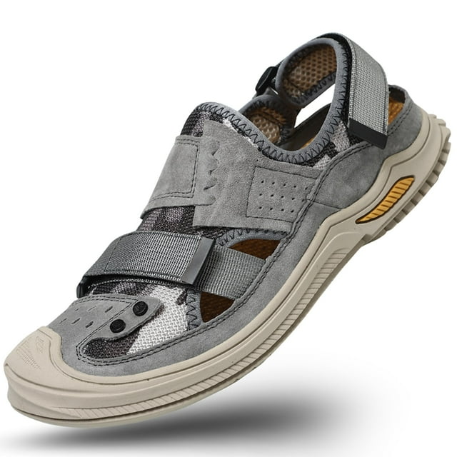 Hicooer GOOHIK Mens Closed Toe Sandals, Sport Sandals Casual Leather ...