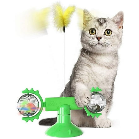 mmirethe Windmill Cat Toy with Catnip Ball Cat Turntable Teasing ...