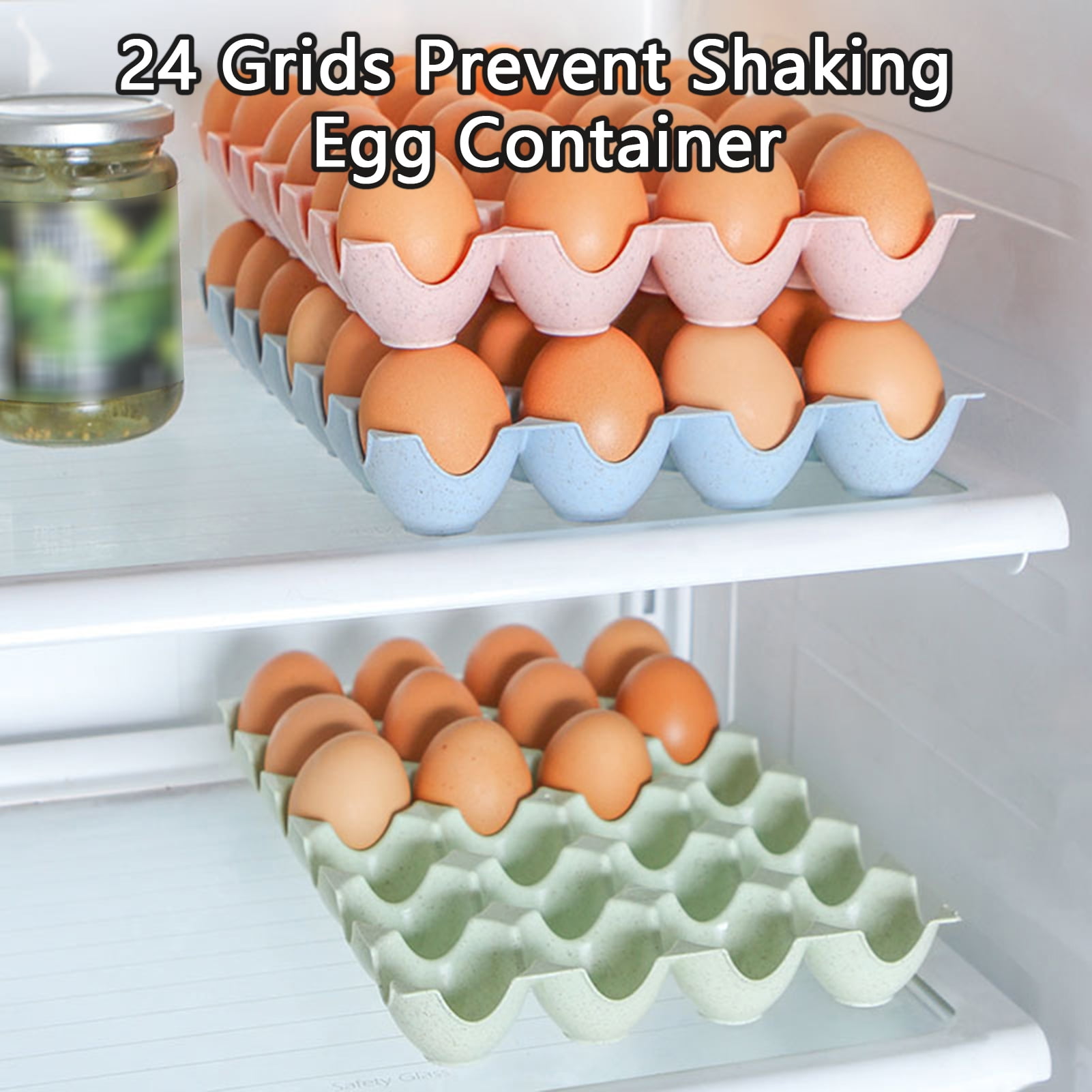 Washranp Refrigerator Egg Container,24Grids Compartmental Design Anti ...