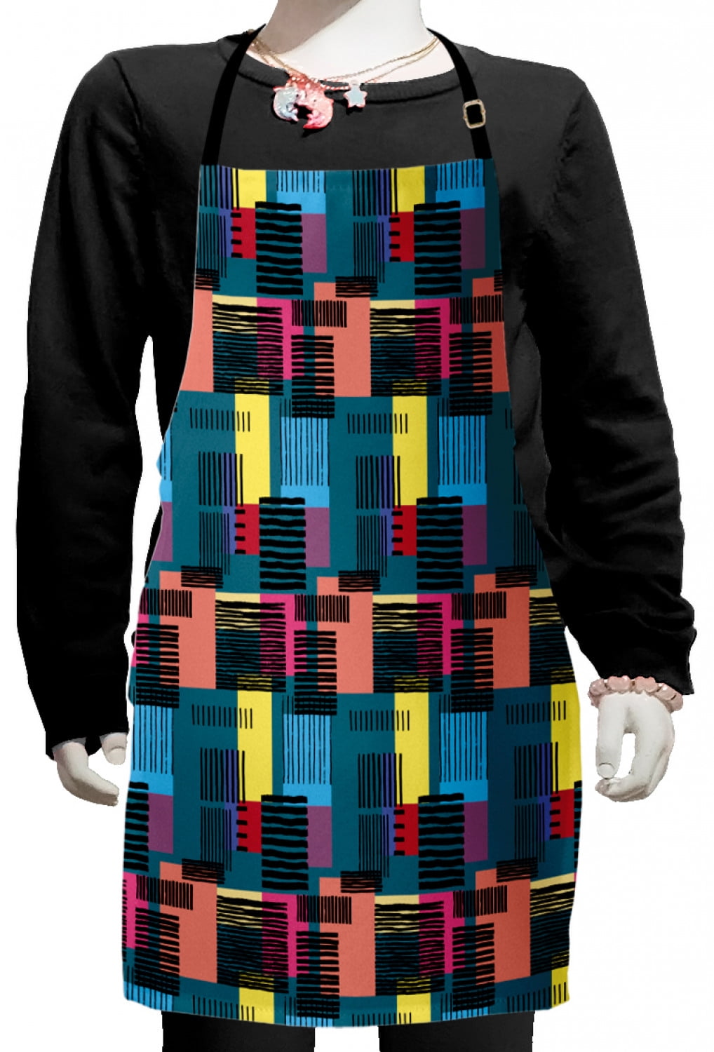 Retro Kids Apron, Hand Drawn Vintage Composition of Geometric Shapes ...