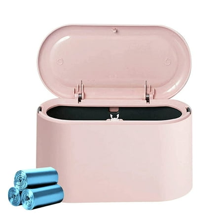 Tinkei Mini Trash Cans with Lid ,Press-Type Garbage Bucket with ...