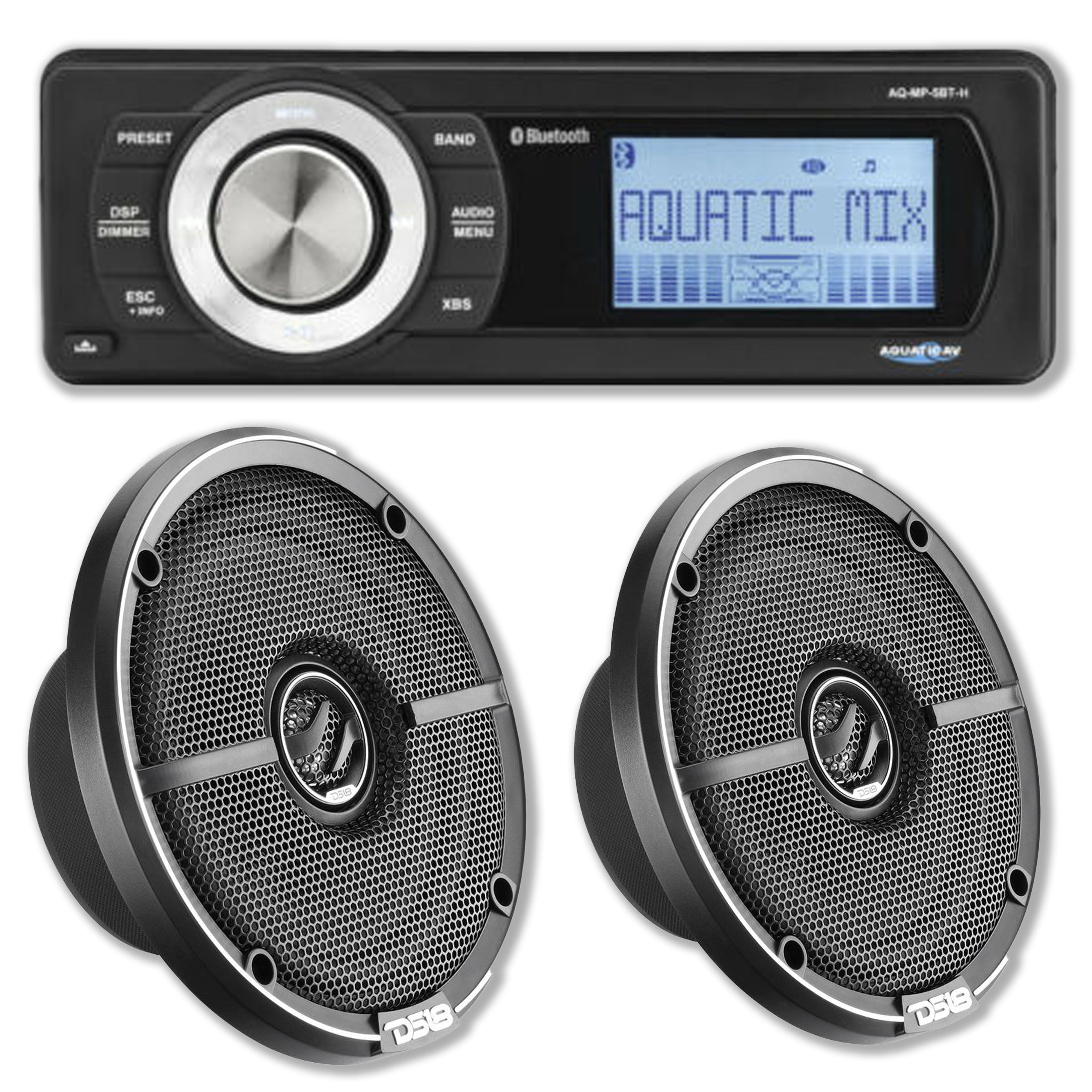 Aquatic Harley Motorcycle Single Din Bluetooth Stereo /w Free DS18 6½ ...