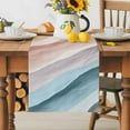 Abstract Pink Blue Wave Table Runner, Modern Art Kitchen Table Runners ...
