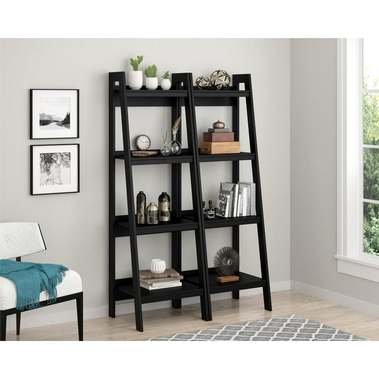Ladder TV Stand and Bookcase 3 Piece Entertainment Center Bundle for TVs up to 65