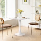 Jaxpety Modern Single Room Dining Table, Square White Tulip Kitchen ...
