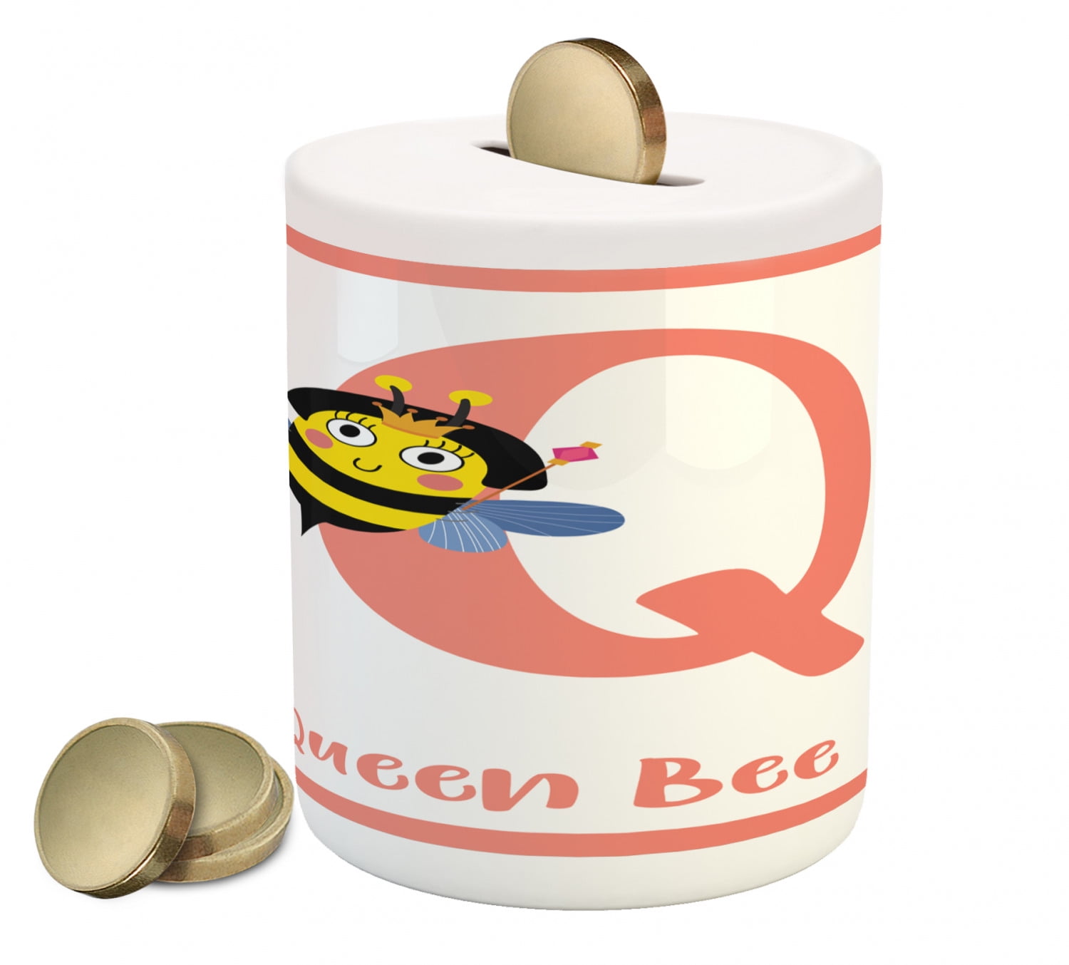 Bee Piggy Bank, Queen Bee Holding Scepter ABC Learning Funny Cartoon ...
