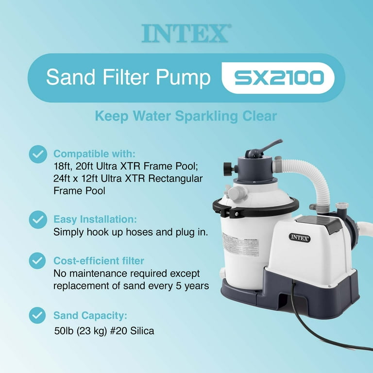 Intex 2100 GPH Above Ground Pool Sand Filter Pump w Deluxe Pool Maintenance Kit