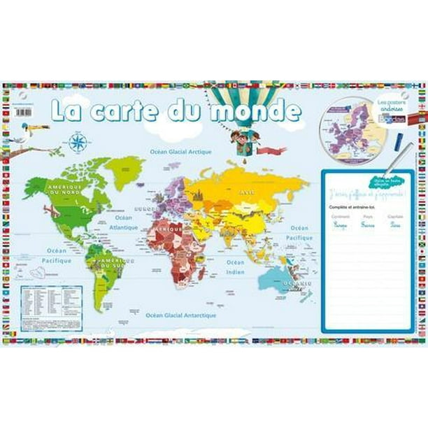 Bordas : Les posters ardoises La carte du monde (French) - Walmart.ca