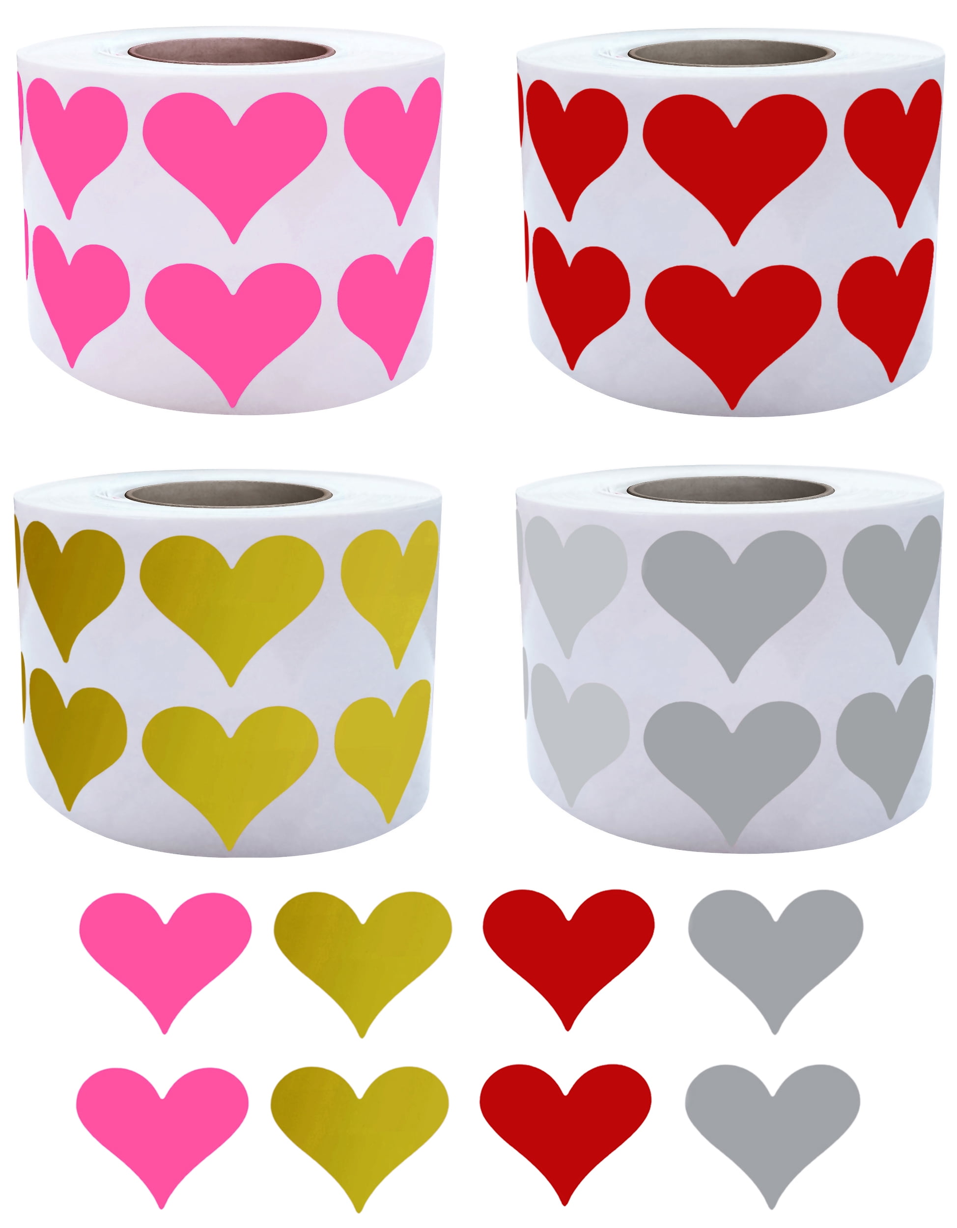 Royal Green Heart Label Stickers 19mm 3/4 inch Rolls in 4 Colors, Gold ...