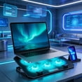 Laptop Cooling LED Lighting 6 Quiet Fan Adjustable Foldable Laptop ...
